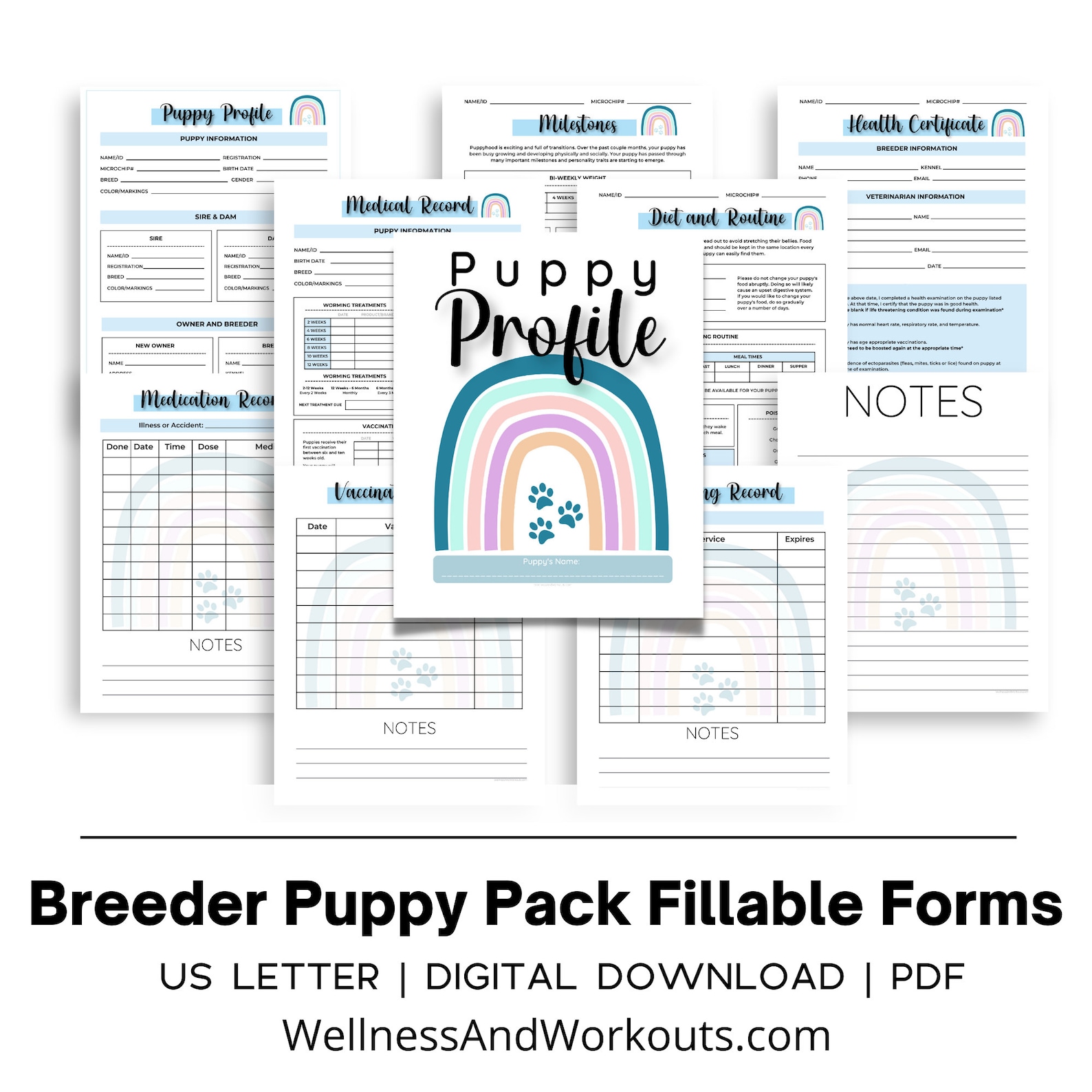 Fillable Dog Breeder Records, Puppy Pack, Dog Breeder Forms, New Puppy ...