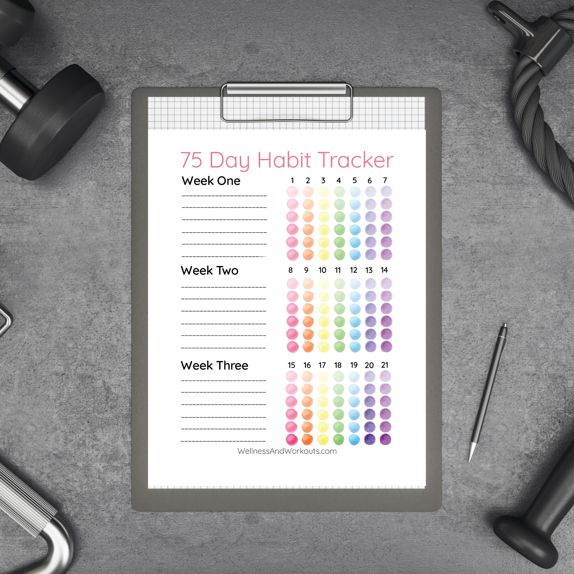 Editable Rainbow Printable Habit Tracker/fitness Tracker/digital Print ...