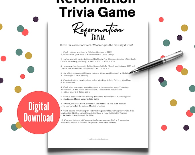 Reformation Trivia Game, Reformation Party Game, Reformation Day Game ...