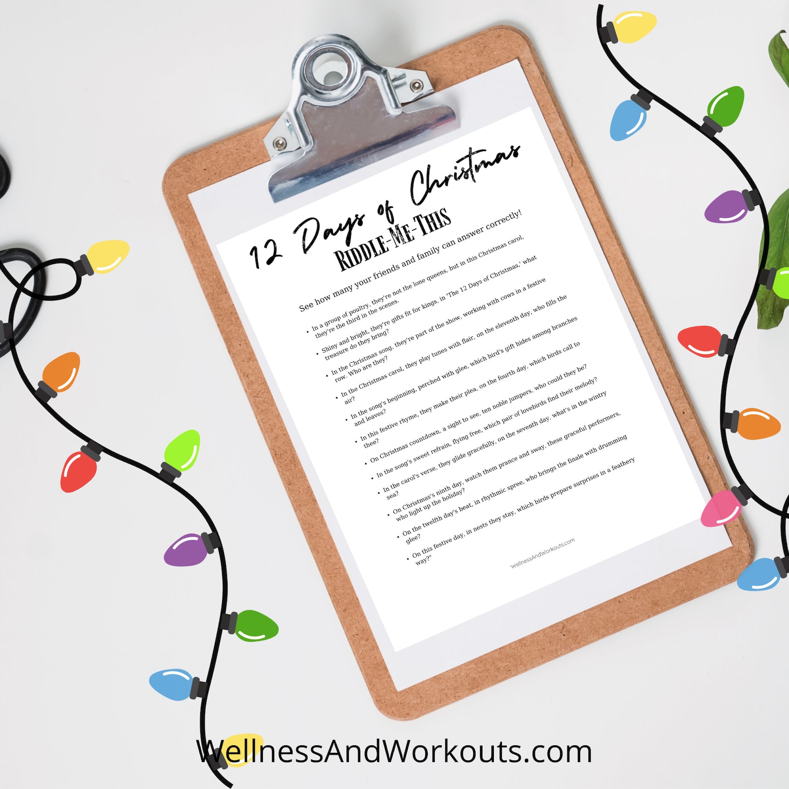 12 Days of Christmas Riddle Game, Christmas Trivia, Family Game Night ...