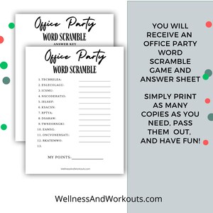 Office Party Word Scramble, Office Party Game, Office Game Night, Group ...