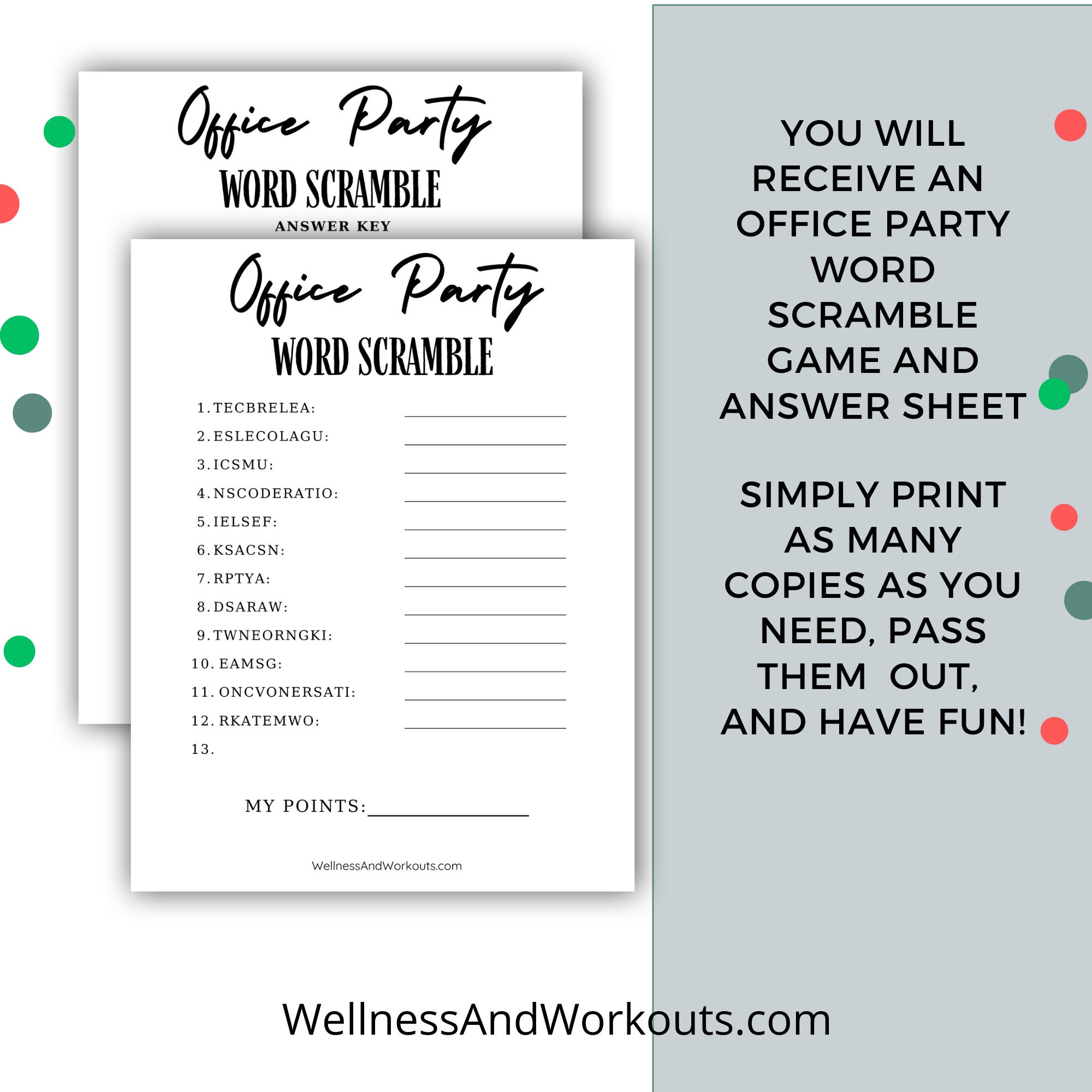 Office Party Word Scramble, Office Party Game, Office Game Night, Group ...