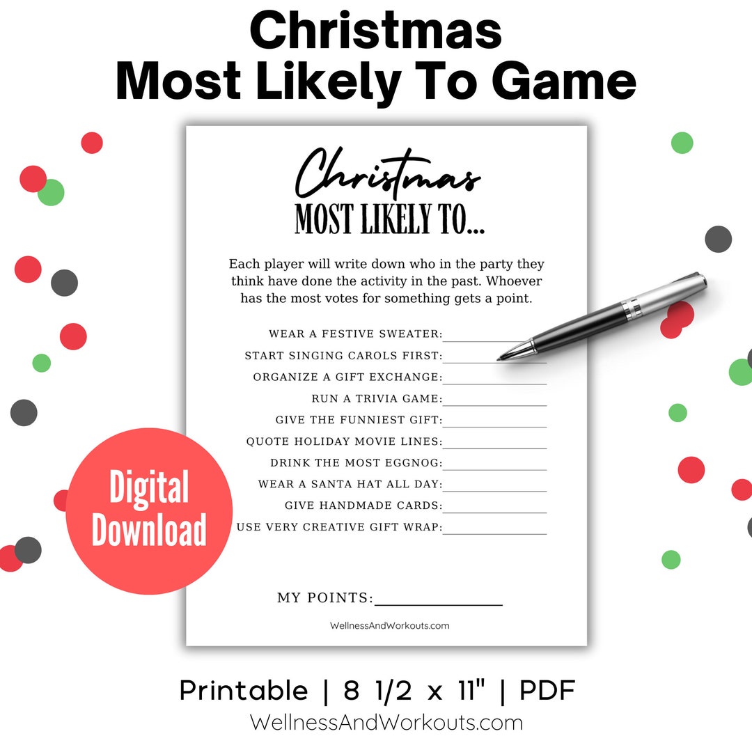 Christmas Most Likely to Game, Christmas Game, Family Game Night, Group ...