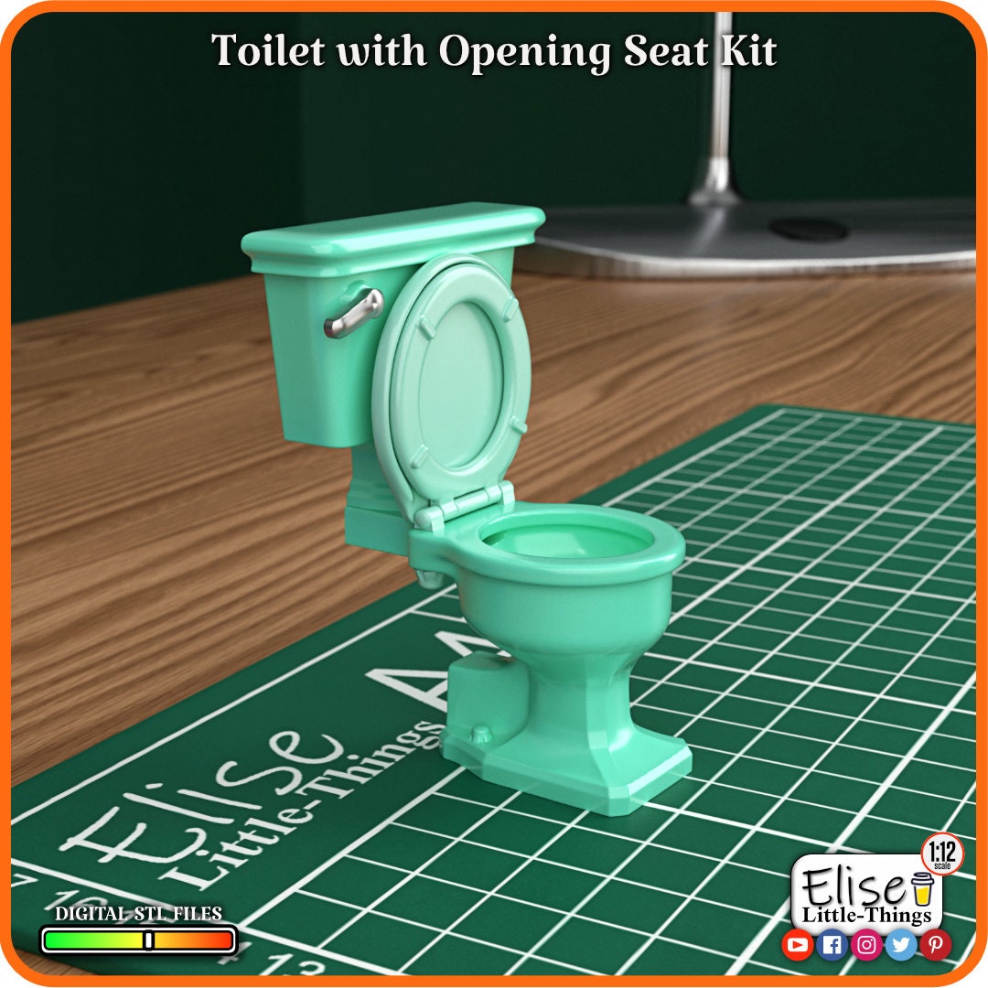 1:12 Toilet With Opening Seat Kit, 3D Printable Dollhouse Bathroom ...