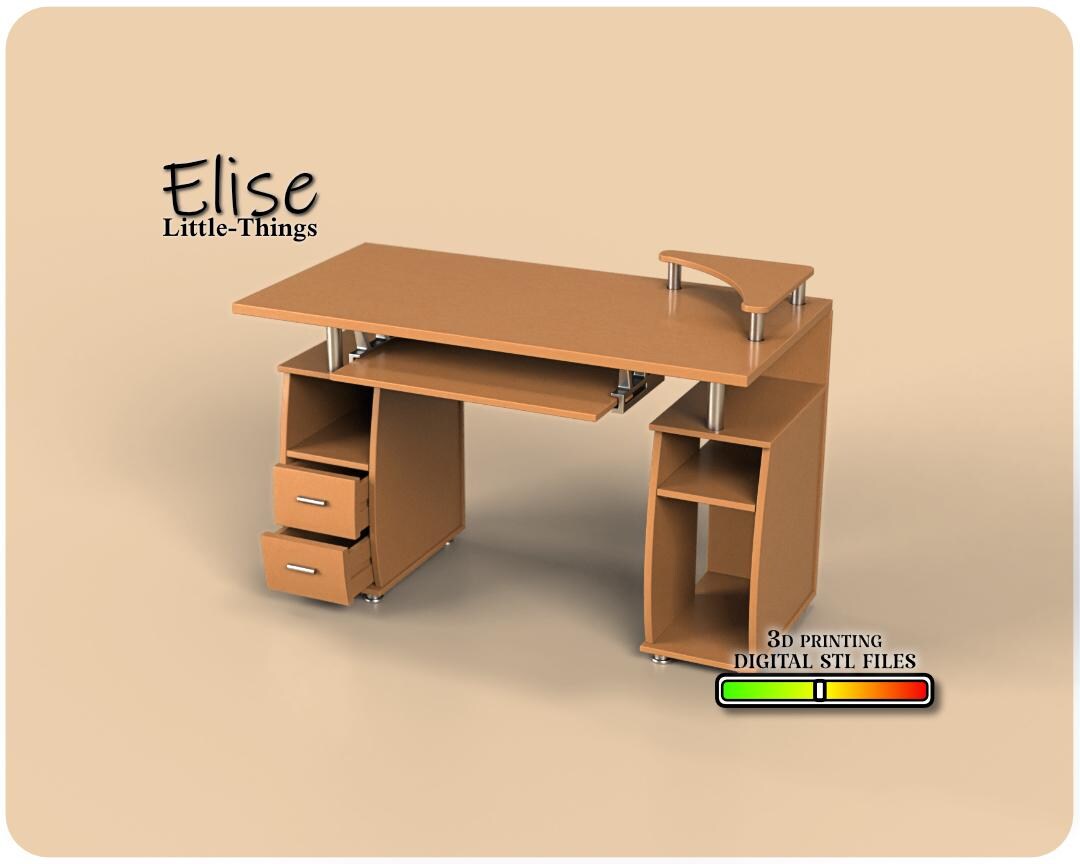 1:12 Scale Computer Desk, 3D Printable Dollhouse Decor, High Quality ...