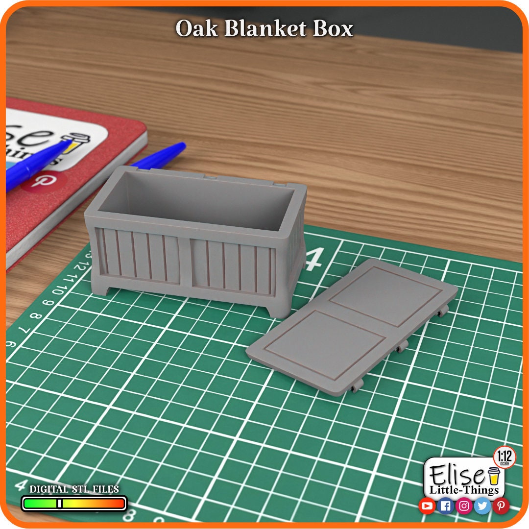 1:12 Oak Blanket Box, 3D Printable Dollhouse Decor, High Quality STL ...
