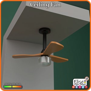 3D Printable Dollhouse Ceiling Fan With Lamp, 1:12 Scale (STL File) - Etsy