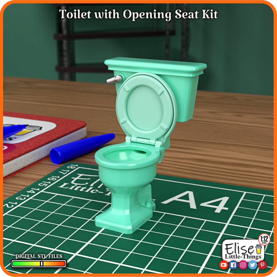 1:12 Toilet With Opening Seat Kit, 3D Printable Dollhouse Bathroom ...