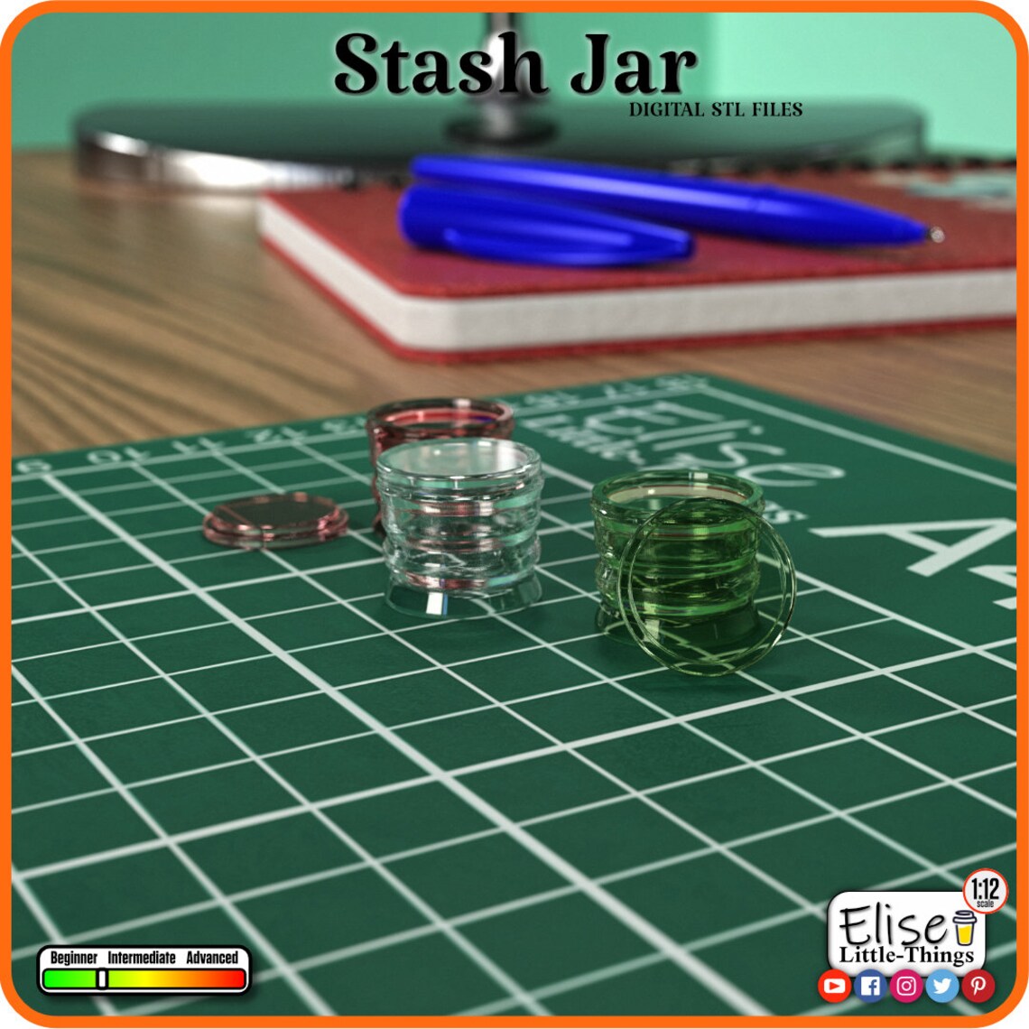 1:12 Scale Round Stash Jar, 3D Printable Dollhouse Kitchen, High ...