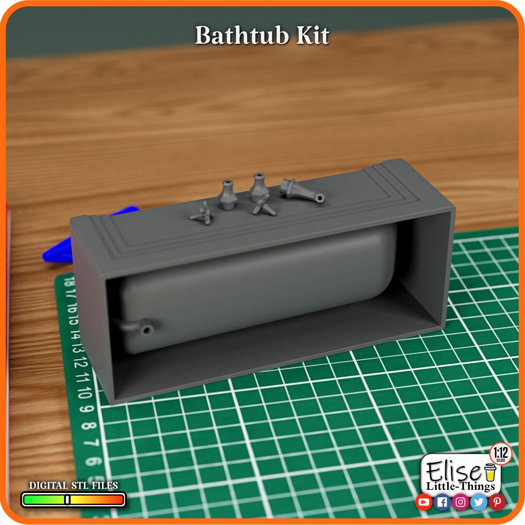 1:12 Bathtub Kit, 3D Print Dollhouse Bathroom Bathing Tub, High Quality ...
