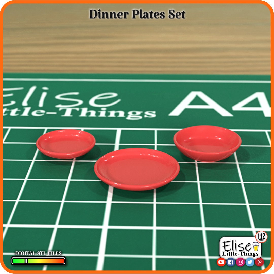 1:12 Scale Dollhouse Dinnerware Set STL Files, 3D Printing (digital ...