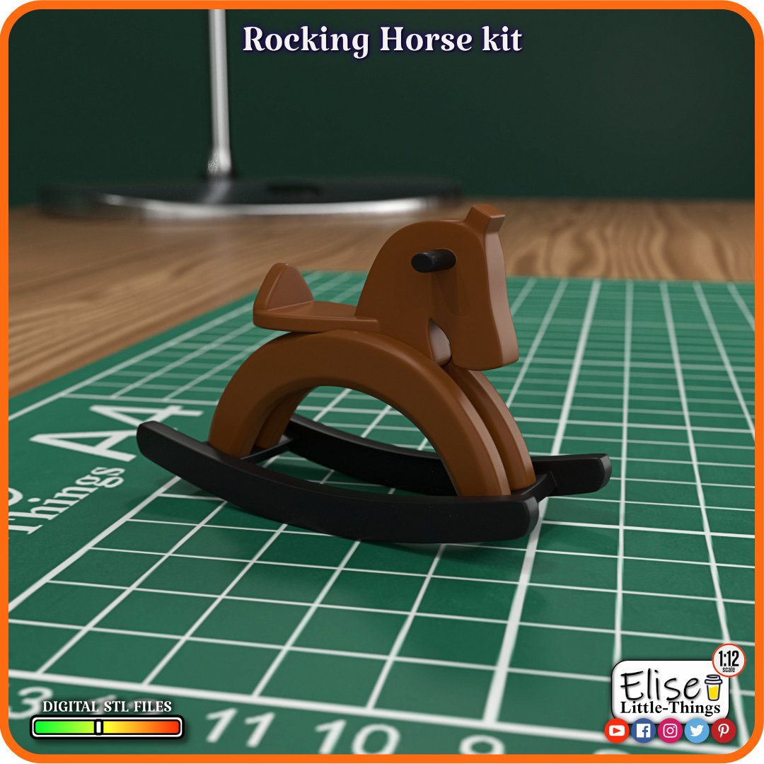3D Printable Dollhouse Rocking Horse Kit: Miniature Nursery (STL Files ...