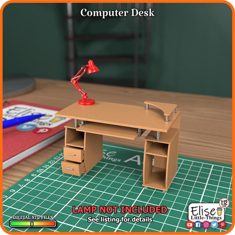 1:12 Computer Desk, 3D Printable Dollhouse Decor, High Quality STL ...