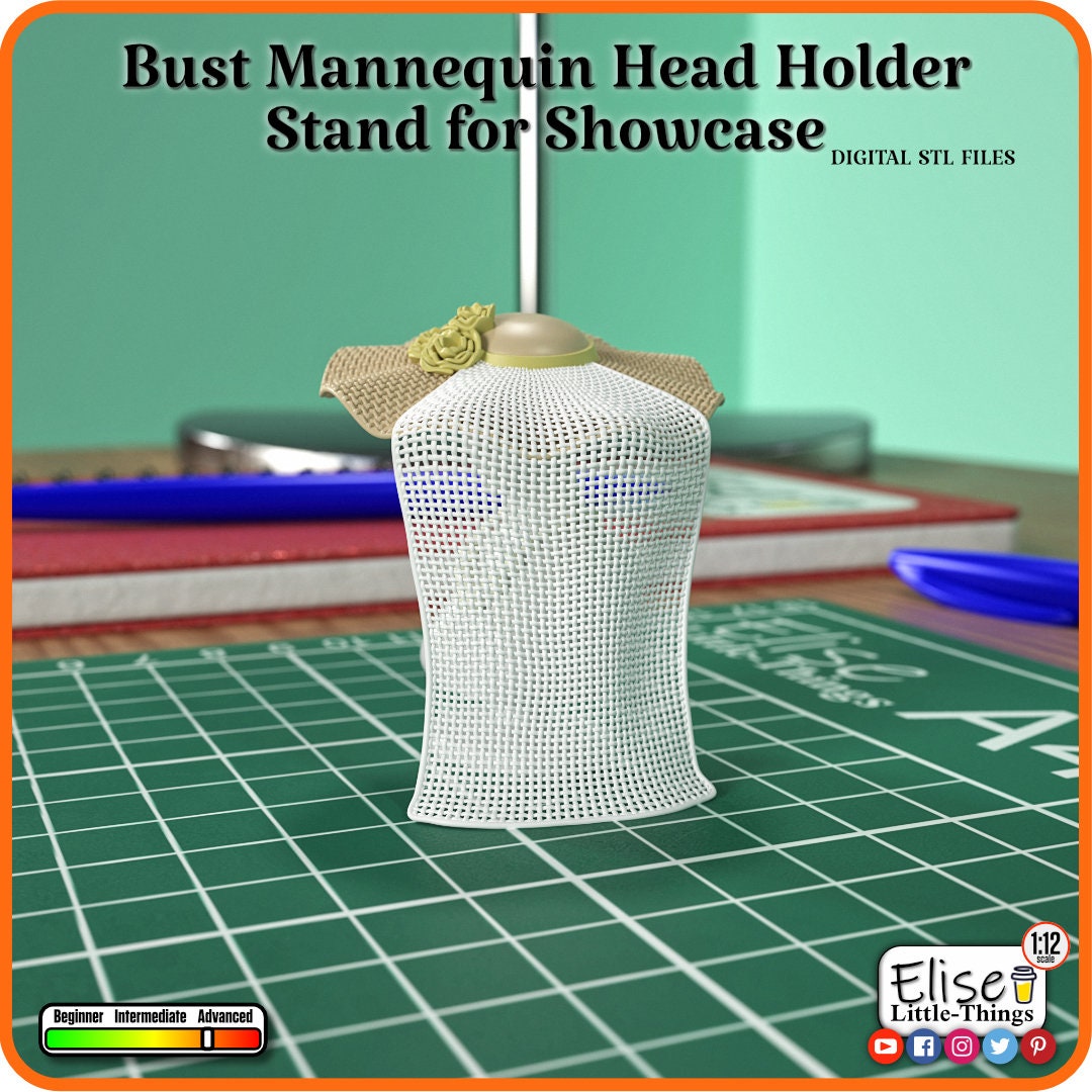 1:12 Bust Mannequin Head, Hat Holder, Stand for Showcase, 3D Printable ...