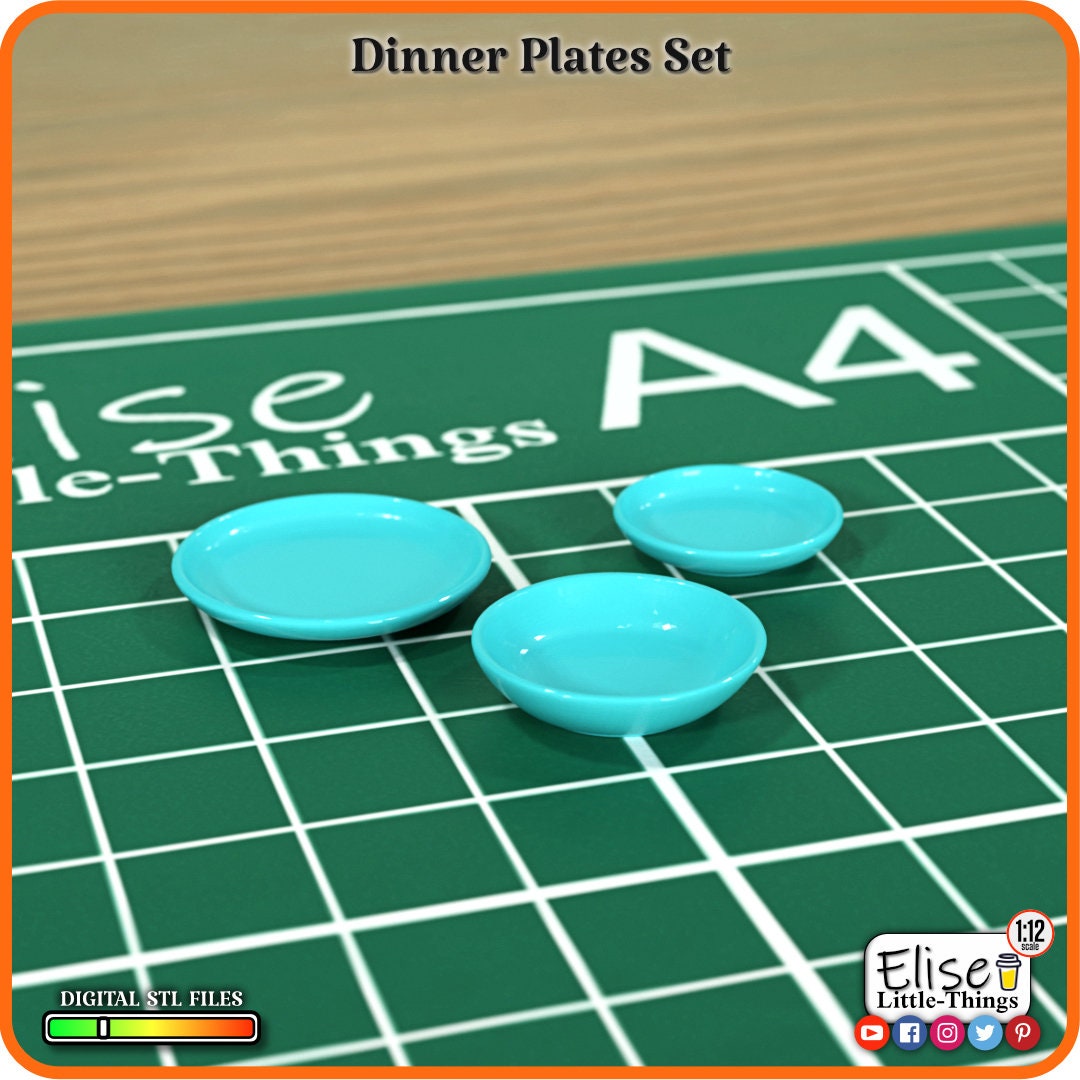 1:12 Scale Printable Dinner Plates Set, High Quality STL Files for 3D ...