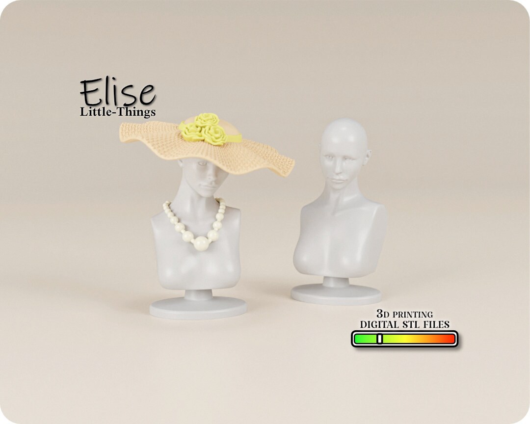 1:12 Bust Mannequin Head, Hat Holder, Stand for Showcase, 3D Printable ...
