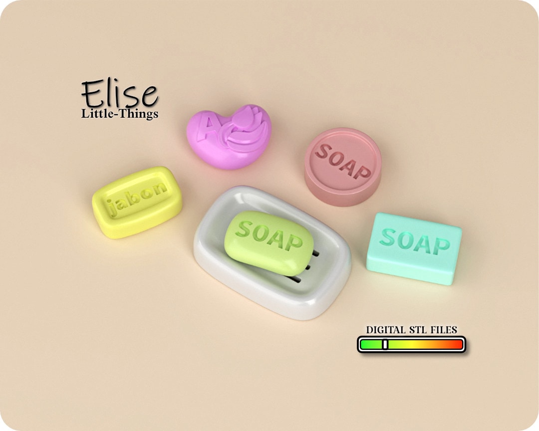 1:12 Scale Soaps and Soap Holder, 3D Printable Dollhouse Bathroom Decor ...