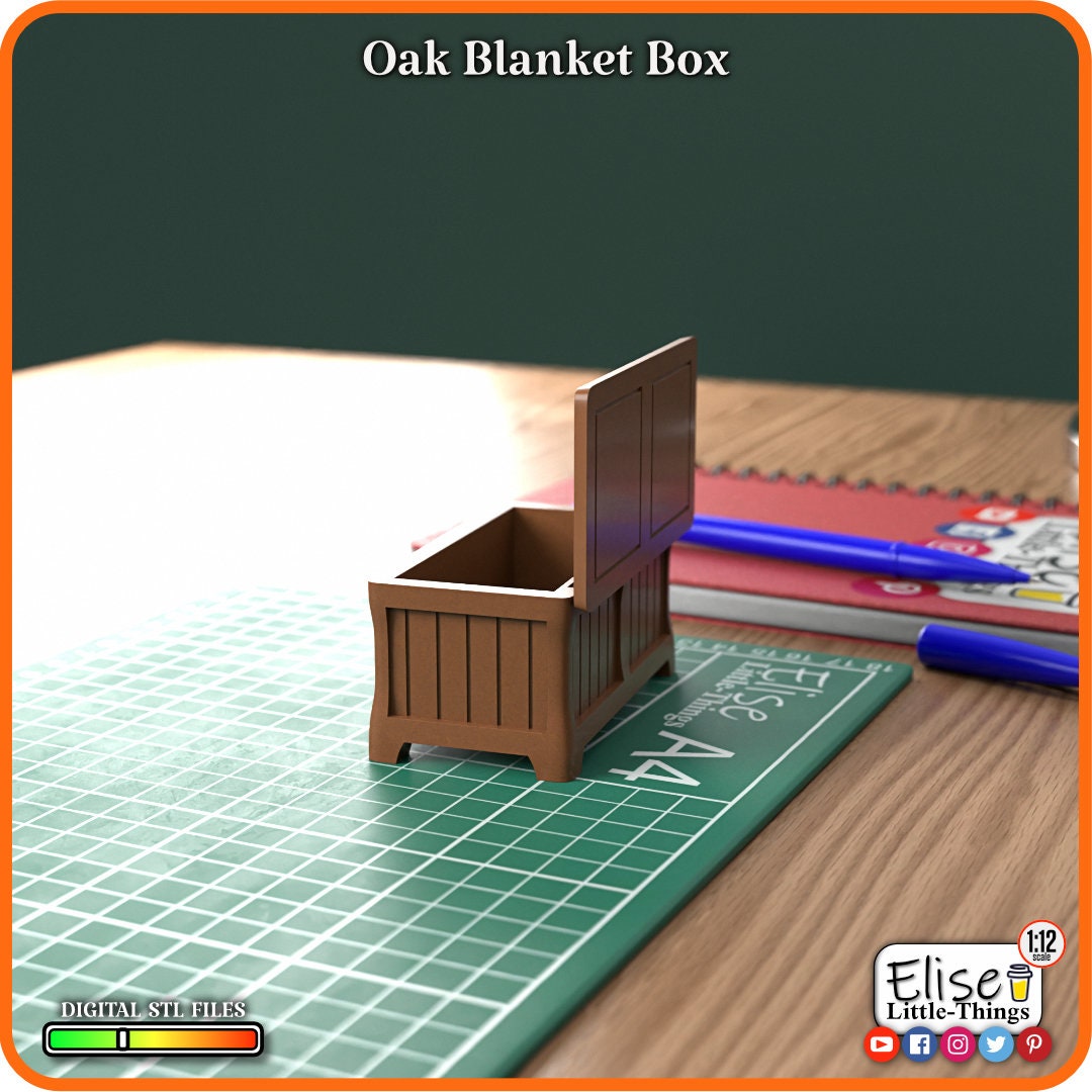 1:12 Oak Blanket Box, 3D Printable Dollhouse Decor, High Quality STL ...