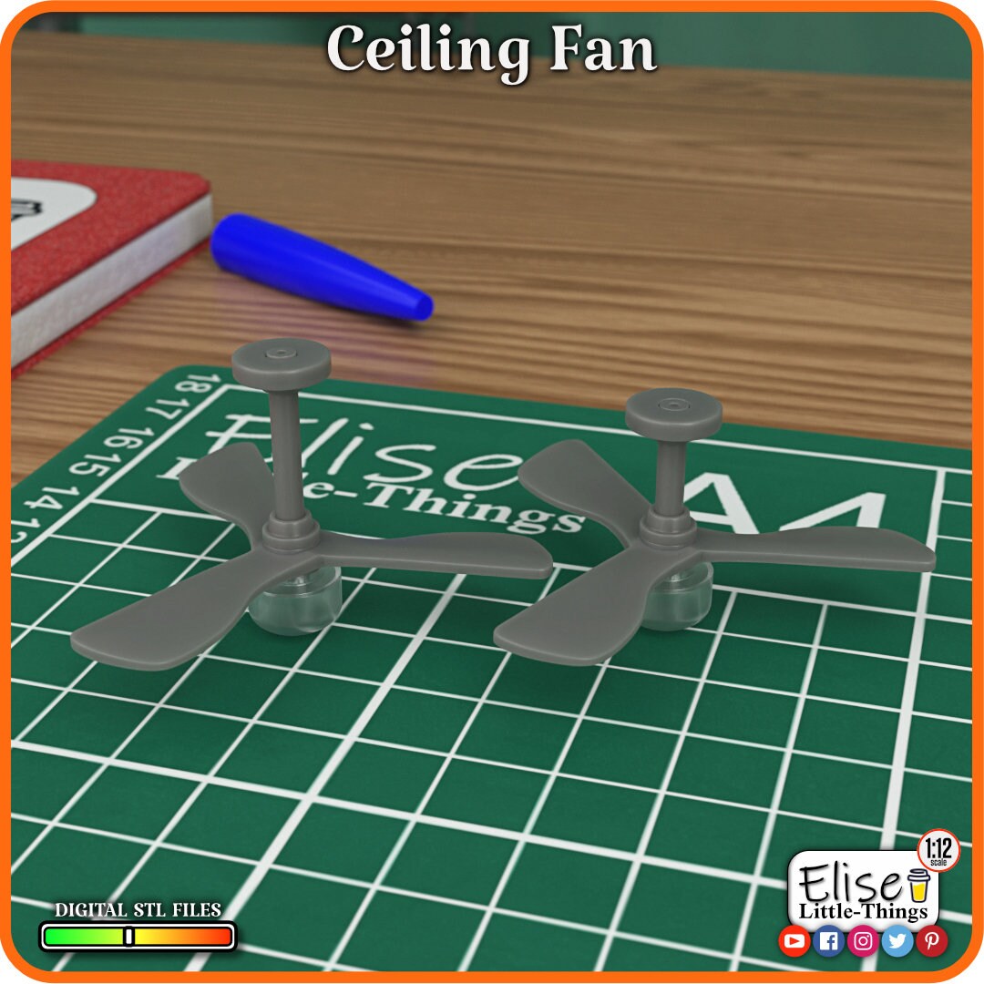 3D Printable Dollhouse Ceiling Fan With Lamp, 1:12 Scale (STL File) - Etsy