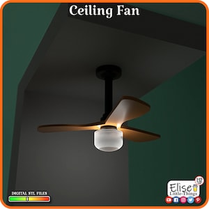 3D Printable Dollhouse Ceiling Fan With Lamp, 1:12 Scale (STL File) - Etsy
