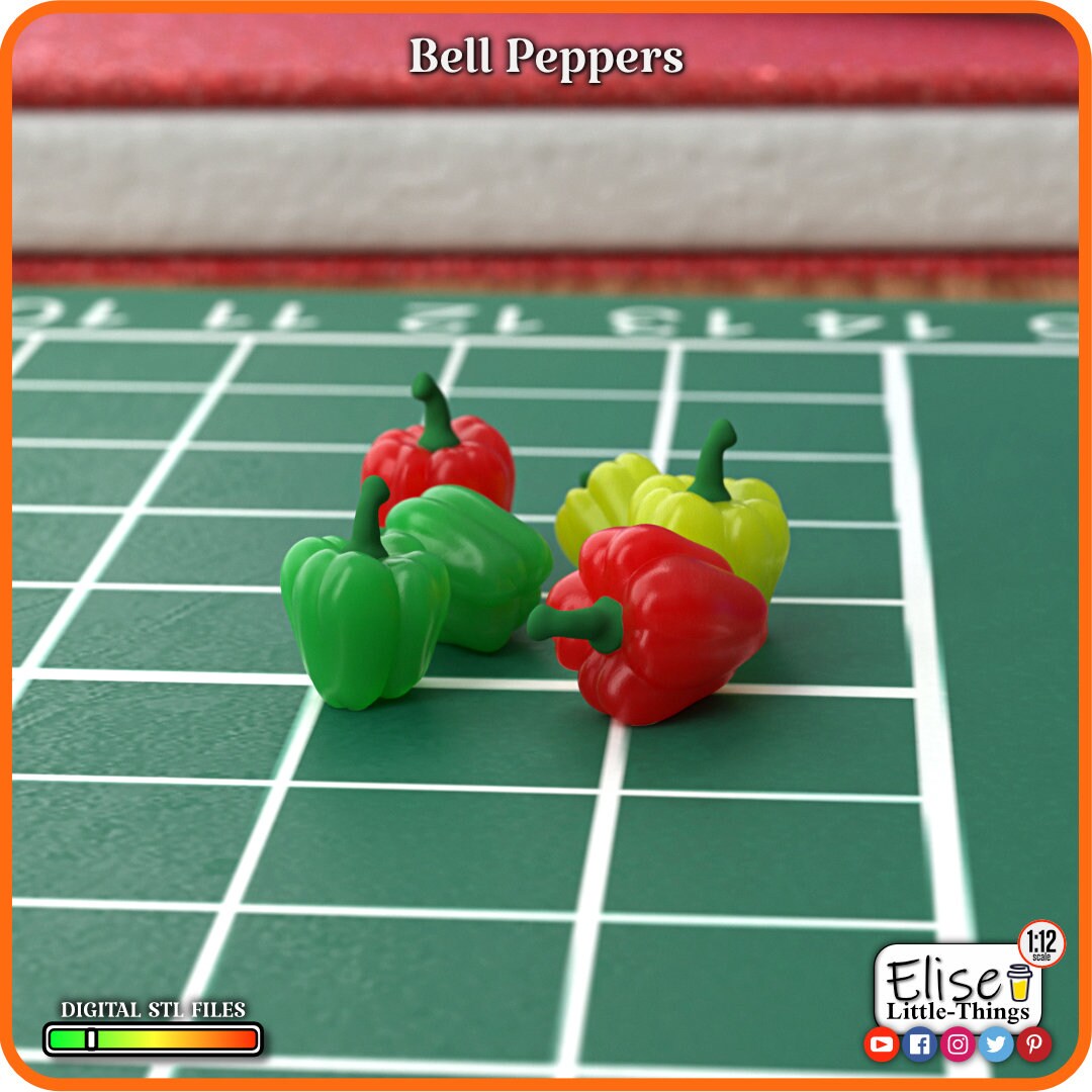 1:12 Bell Peppers, Printable Dollhouse Food, High Quality STL Files for ...