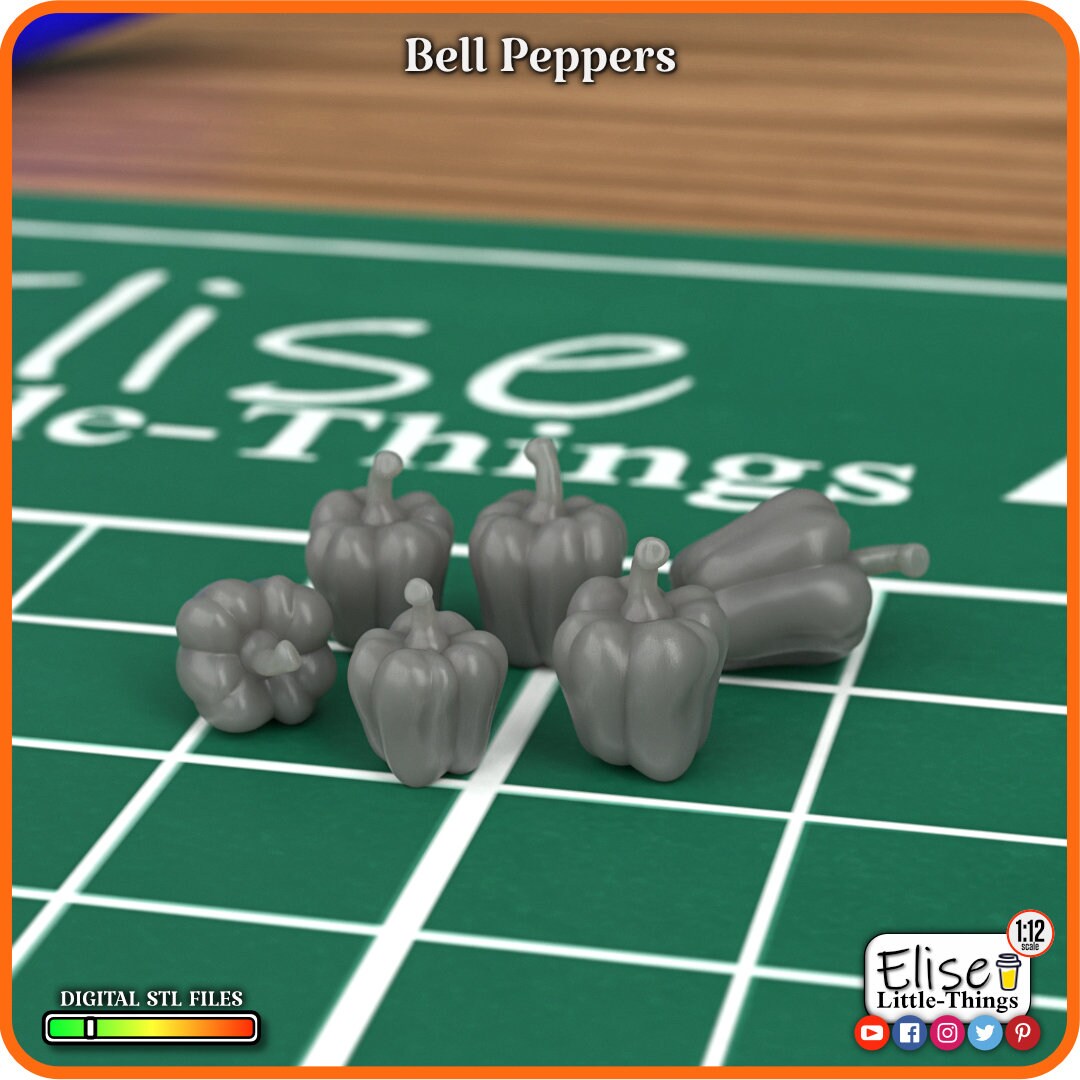 1:12 Bell Peppers, Printable Dollhouse Food, High Quality STL Files for ...