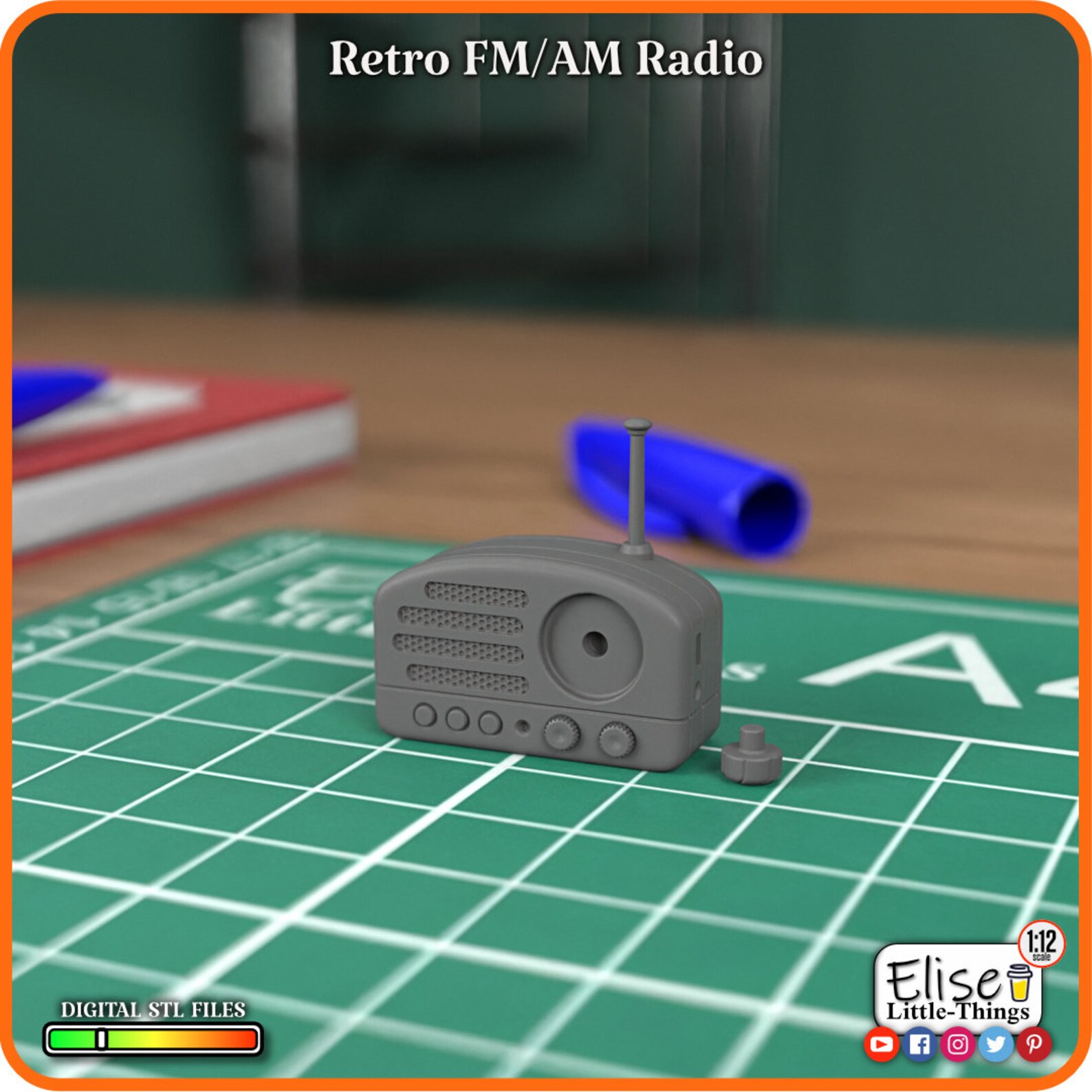 1:12 Scale Retro Radio, 3D Printable Dollhouse Decor (STL File) - Etsy