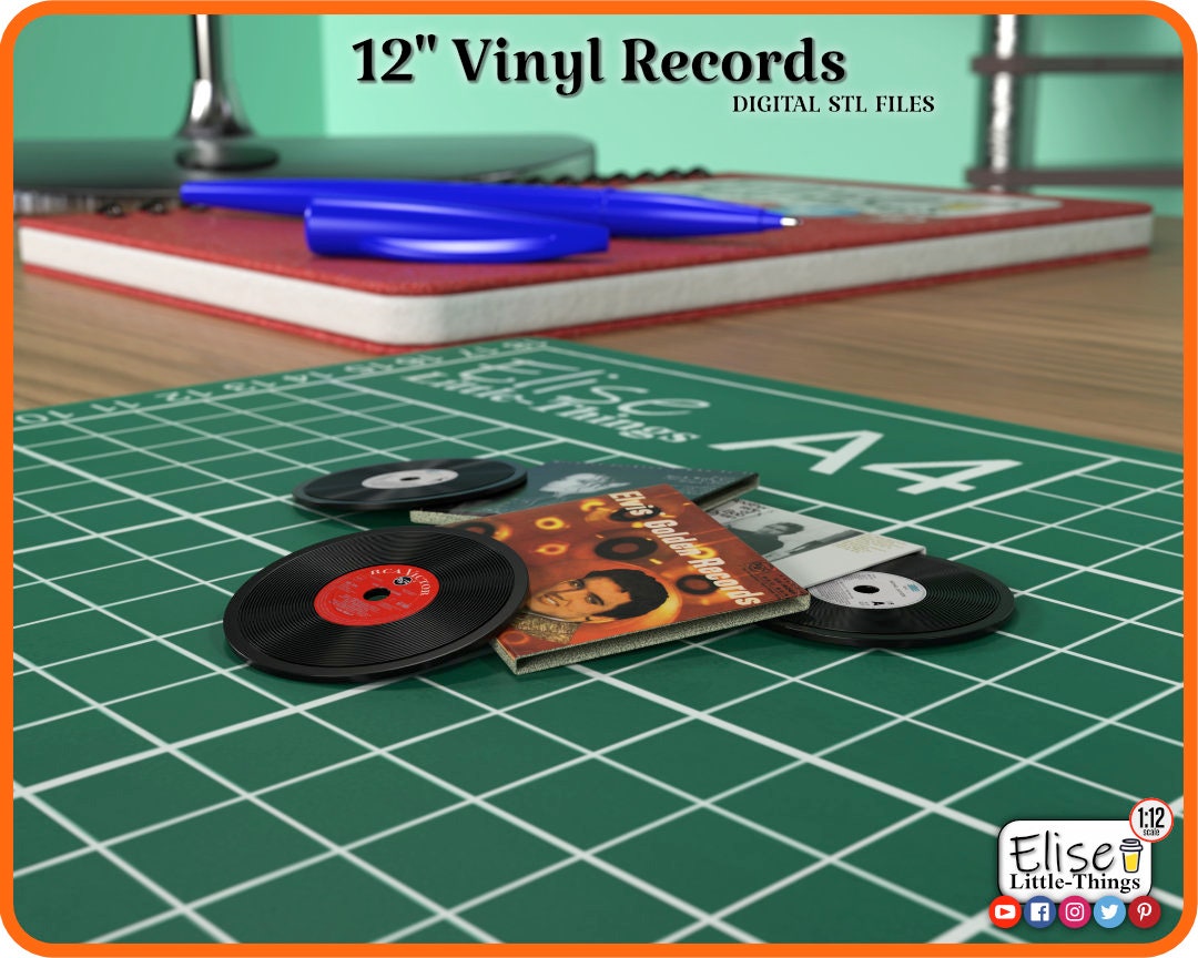 1:12 Vinyl Records, 3D Printable Dollhouse Miniature, High Quality STL ...