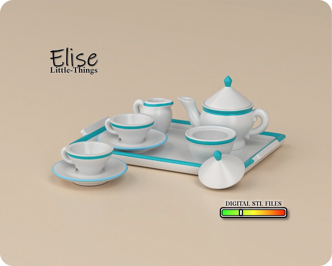 Dollhouse Tea Set With Tray, 1:12 Scale, 3D Printing STL Files - Etsy