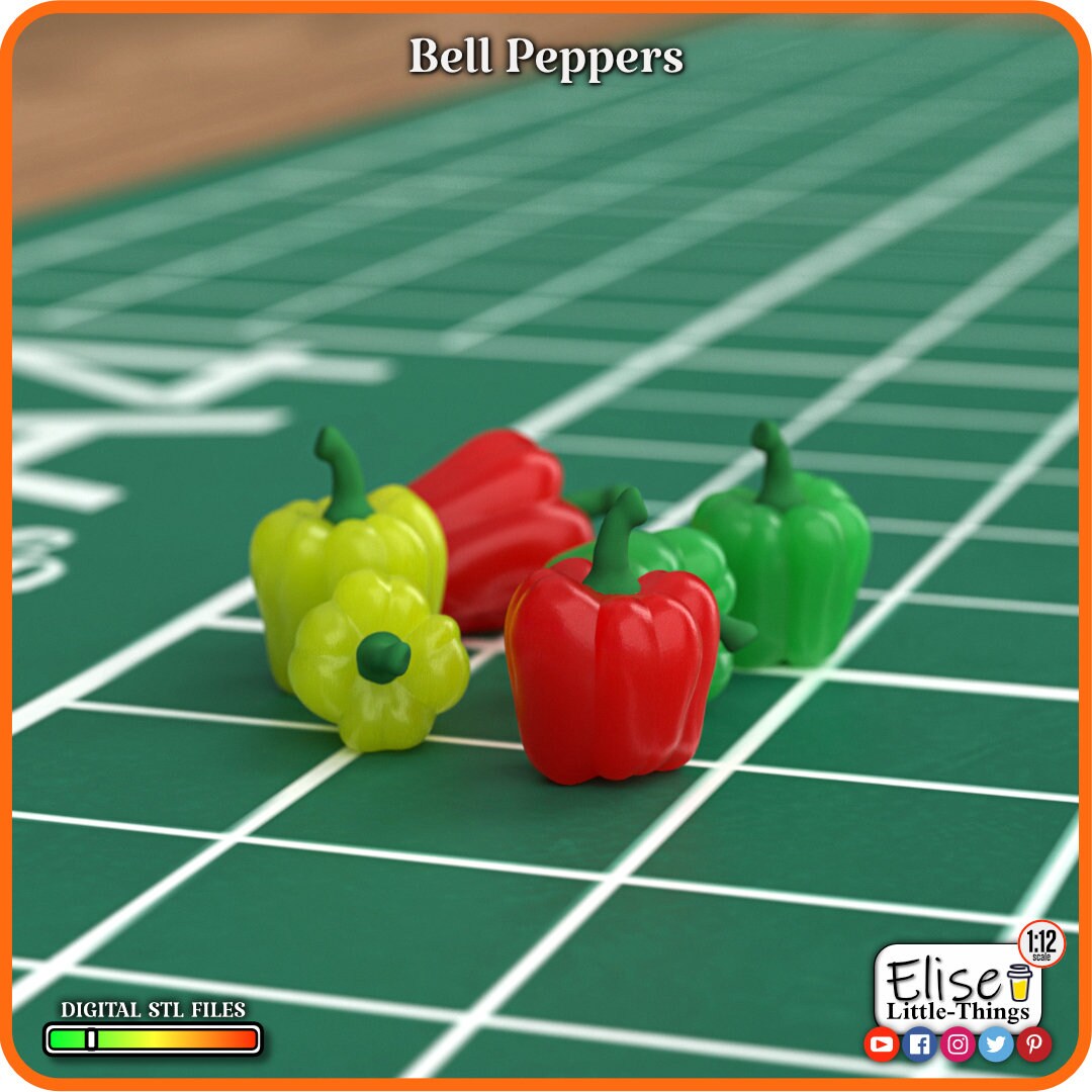 1:12 Bell Peppers, Printable Dollhouse Food, High Quality STL Files for ...