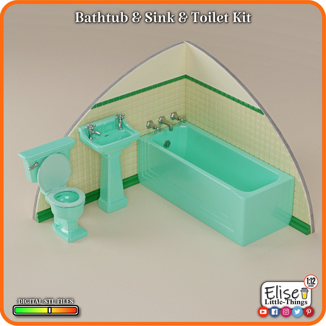 1:12 Bathtub Kit, 3D Print Dollhouse Bathroom Bathing Tub, High Quality ...