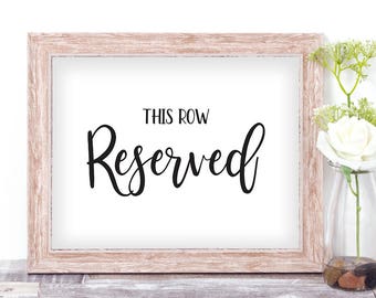 Reserved row sign | Etsy