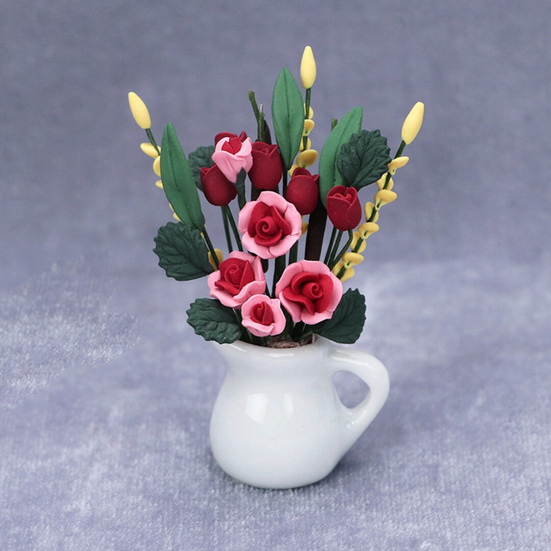 Airads Dollhouse 1:12 Scale Miniature Red Roses Flowers W/ - Etsy