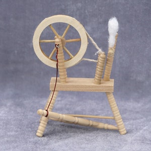 Airads Dollhouse 1:12 Miniatures Spindle Spinning Wheel Handloom ...