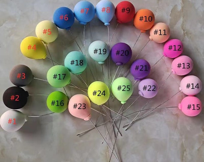 Party Balloon Cupcake Picks 3 Stems Rainbow Toppers - Etsy