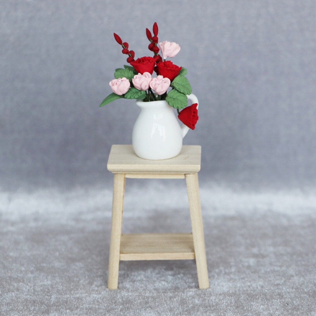 Airads Dollhouse 1/12 Miniature Flower Stand Side Table Doll House ...