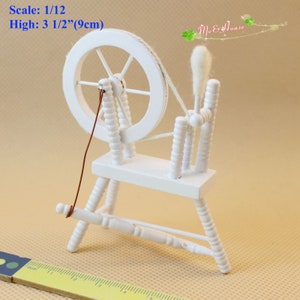 Airads Dollhouse 1:12 Miniatures Spindle Spinning Wheel Handloom ...