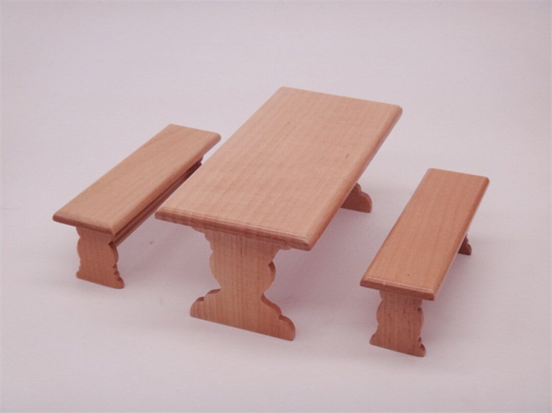 Airads Dollhouse 1:12 Miniatures Garden Furniture Wood Picnic Table ...