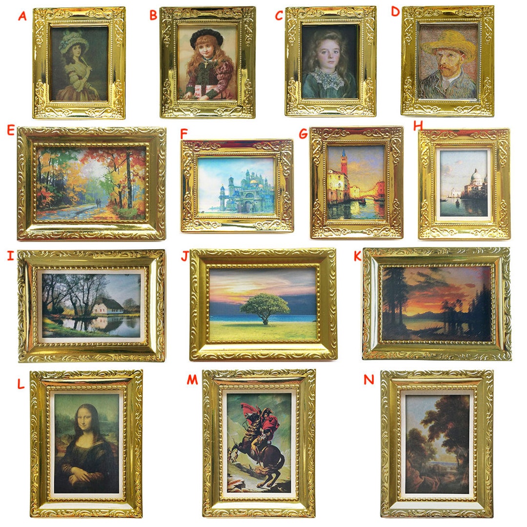 Airads Dollhouse 1:12 Miniature Framed Wall Painting Home Decor Room ...