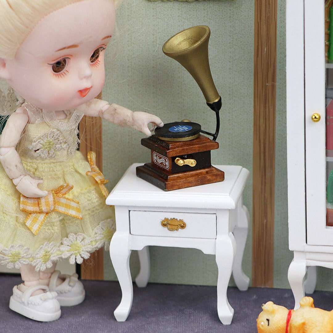 Airads Dollhouse 1:12 Dollhouse Miniature 1 Phonograph With 1 Side ...