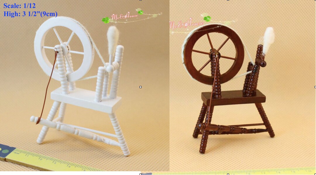 Airads Dollhouse 1:12 Miniatures Spindle Spinning Wheel Handloom ...