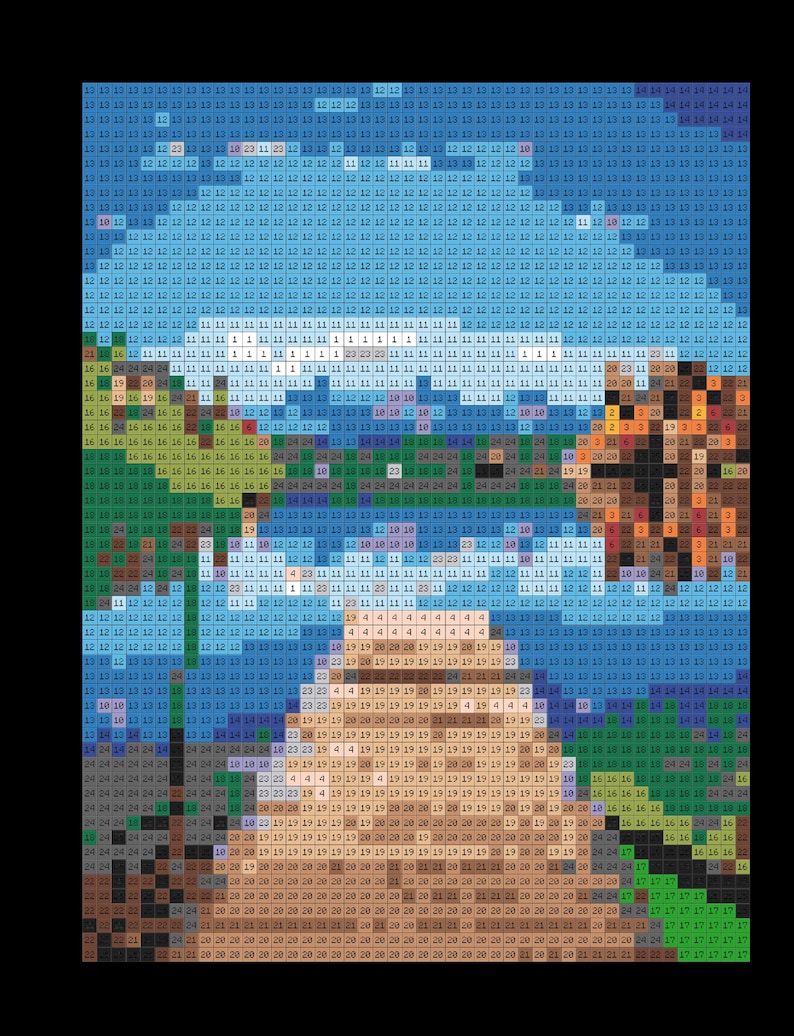 Color by Number LANDSCAPES Printable Coloring Pages Coloring Book Pixel ...