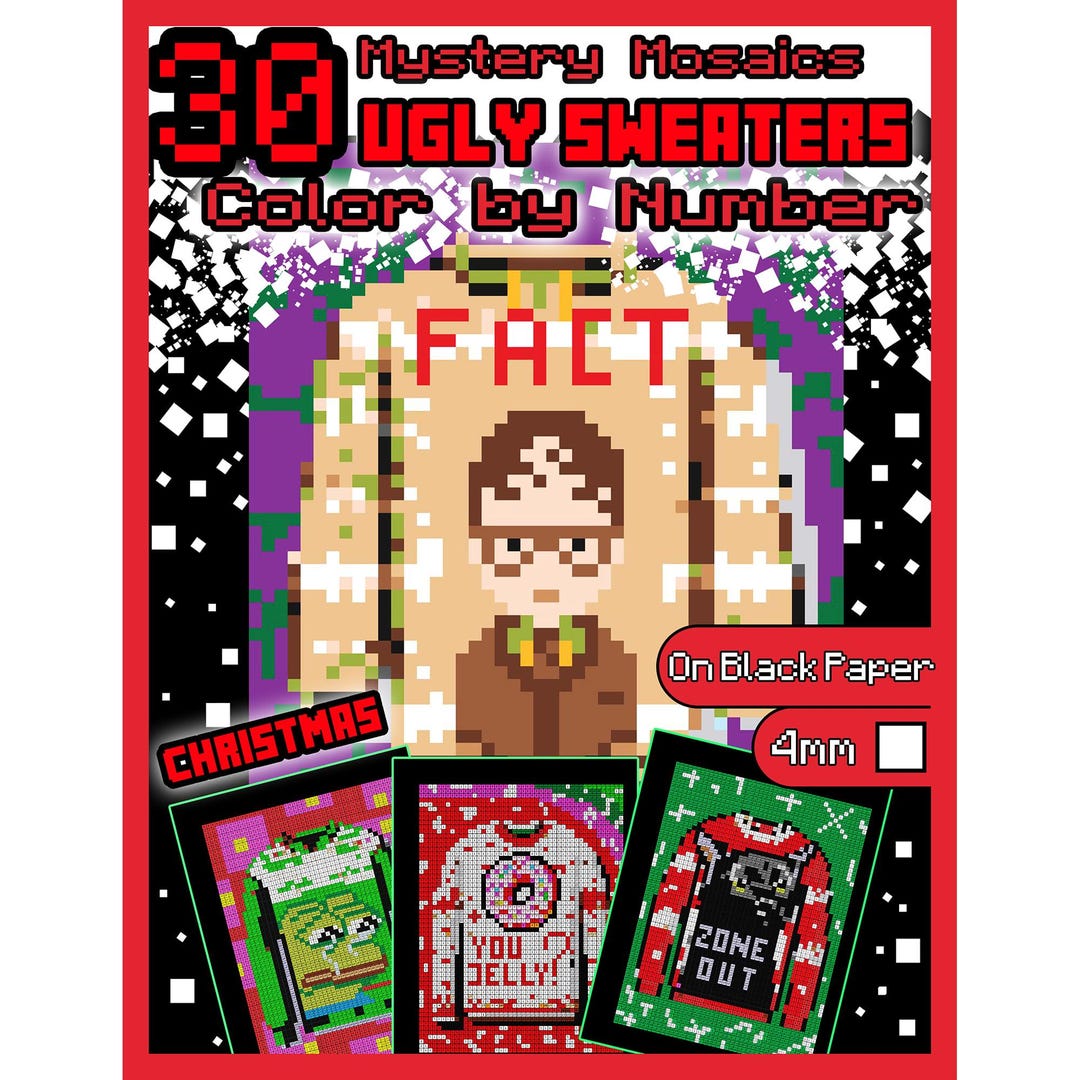 UGLY CHRISTMAS SWEATERS Printable Color by Number Coloring Pages Pixel ...