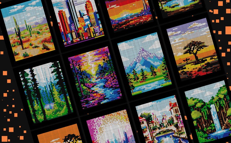 Color by Number LANDSCAPES Printable Coloring Pages Coloring Book Pixel ...