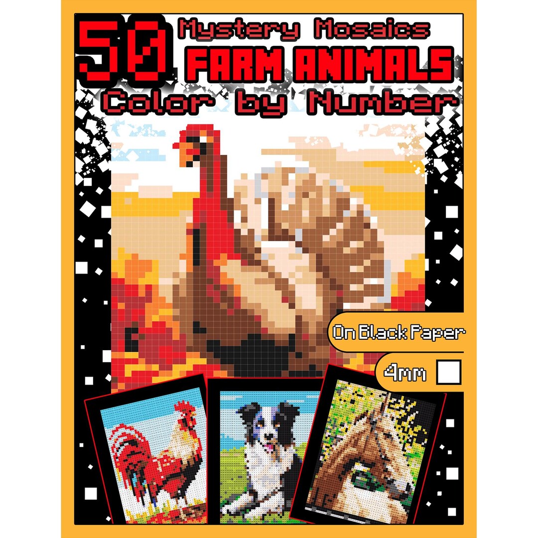 Color by Number FARM ANIMALS Printable Coloring Pages Pixel Art Mystery ...