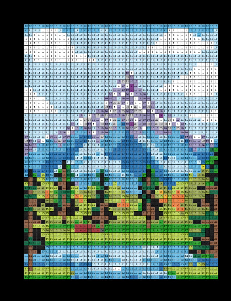 Color by Number LANDSCAPES Printable Coloring Pages Coloring Book Pixel ...