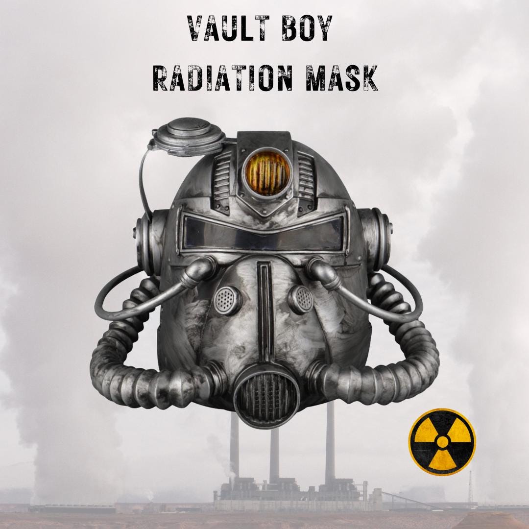 Fallout Vault Boy Radiation Mask Nuclear Apocalypse Armour Helmet ...