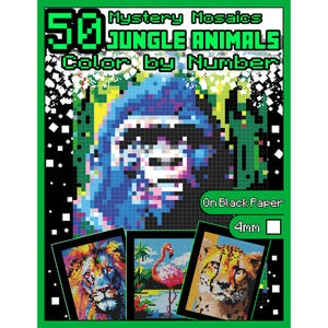 Printable Color by Number JUNGLE ANIMALS Coloring Pages Pixel Art ...