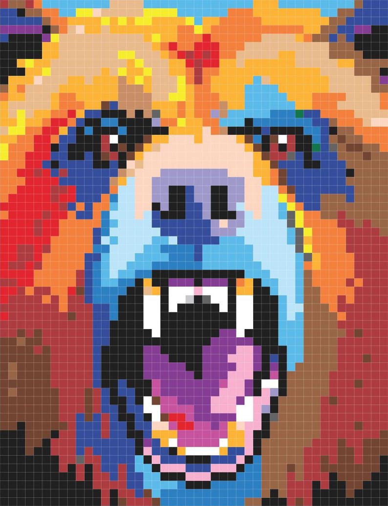 Printable Color by Number Pages NORTH AMERICA Animals Pixel Mosaic Cool ...