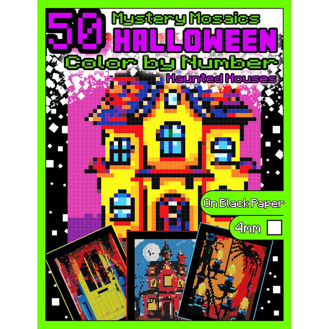 Color by Number Halloween Haunted Houses Coloring Book Printable Pages ...